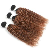 China T1B/30 Kinky Curly Remy Human Hair Bundles 10-28 Inch Brazilian Sew In Weave for sale