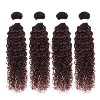 China T1B/99J Kinky Curly Remy Human Hair Bundles 10-28 Inch Brazilian Sew In Weave for sale