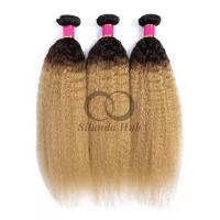 China Kinky Straight Remy Human Hair Bundles 10-28 Inch Brazilian Weave Sew In 3 Bundles Set for sale
