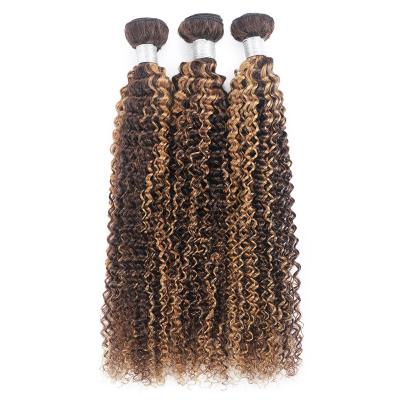 China P4/27 Kinky Curly Remy Human Hair Bundles 10-28 Inch Brazilian Sew In Weave for sale
