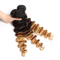 China T1B 4 27 Loose Deep Wave Remy Human Hair Bundles 14-28 Inch Brazilian Sew In Weave for sale