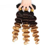 China T1B 4 27 Loose Deep Wave Remy Human Hair Bundles 14-28 Inch Brazilian Sew In Weave for sale