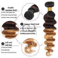 China T1B 4 27 Loose Deep Wave Remy Human Hair Bundles 14-28 Inch Brazilian Sew In Weave for sale