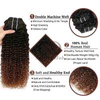 China T1B/4/30 Kinky Curly Remy Human Hair Bundles 14-28 Inch Brazilian Sew In Weave for sale
