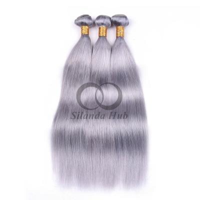 China Grey Straight Remy Human Hair Bundles 10-28 Inch Sew In Weave Brazilian Bundle Deals for sale