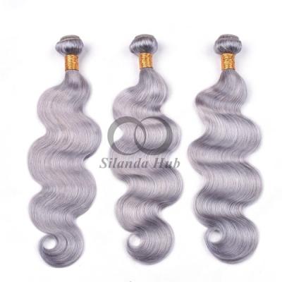 China Grey Body Wave Remy Human Hair Bundles 10-28 Inch Sew In Weave Brazilian 3 Bundles Set for sale