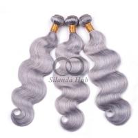 China Grey Body Wave Remy Human Hair Bundles 10-28 Inch Sew In Weave Brazilian 3 Bundles Set for sale