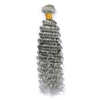 China Grey Deep Wave Remy Human Hair Bundles 10-28 Inch Brazilian Sew In Weave 3 Bundles Set for sale