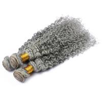China Grey Deep Wave Remy Human Hair Bundles 10-28 Inch Brazilian Sew In Weave 3 Bundles Set for sale