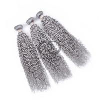 China Grey Kinky Curly Remy Human Hair Bundles Sew In Weave Brazilian 10-28 Inch 3 Bundles for sale