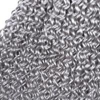 China Grey Kinky Curly Remy Human Hair Bundles Sew In Weave Brazilian 10-28 Inch 3 Bundles for sale
