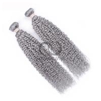 China Grey Kinky Curly Remy Human Hair Bundles Sew In Weave Brazilian 10-28 Inch 3 Bundles for sale