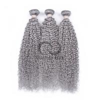 China Grey Kinky Curly Remy Human Hair Bundles Sew In Weave Brazilian 10-28 Inch 3 Bundles for sale