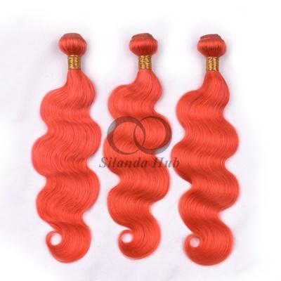 China Orange Red Body Wave Remy Human Hair Bundles 10-28 Inch Double Wefted Sew In Weave for sale