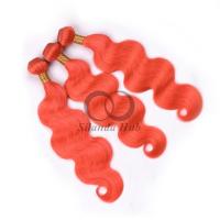 China Orange Red Body Wave Remy Human Hair Bundles 10-28 Inch Double Wefted Sew In Weave for sale