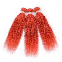 China Orange Red Kinky Curly Remy Human Hair Bundles 10-28 Inch Brazilian Sew In Weave for sale