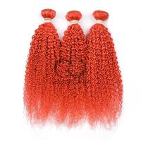China Orange Red Kinky Curly Remy Human Hair Bundles 10-28 Inch Brazilian Sew In Weave for sale
