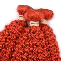 China Orange Red Kinky Curly Remy Human Hair Bundles 10-28 Inch Brazilian Sew In Weave for sale