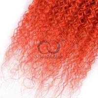 China Orange Red Kinky Curly Remy Human Hair Bundles 10-28 Inch Brazilian Sew In Weave for sale