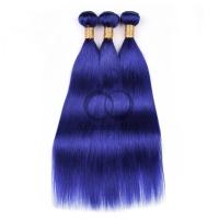 China Blue Straight Remy Human Hair Bundles Sew In Weave 10-28 Inch Brazilian Bundle Deals for sale