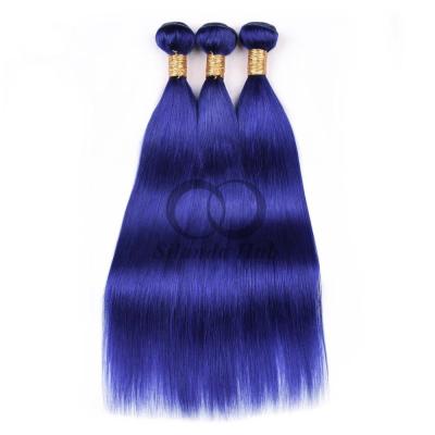 China Blue Straight Remy Human Hair Bundles Sew In Weave 10-28 Inch Brazilian Bundle Deals for sale