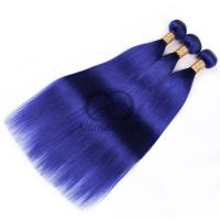 China Blue Straight Remy Human Hair Bundles Sew In Weave 10-28 Inch Brazilian Bundle Deals for sale
