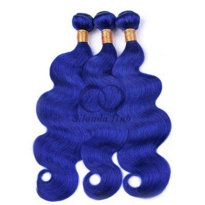 China Blue Body Wave Remy Human Hair Bundles 10-28 Inch Double Wefted Sew In Weave for sale