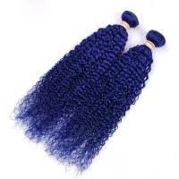 China Blue Kinky Curly Remy Human Hair Bundles 10-28 Inch Brazilian Sew In Weave 3 Bundles Set for sale