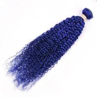 China Blue Kinky Curly Remy Human Hair Bundles 10-28 Inch Brazilian Sew In Weave 3 Bundles Set for sale