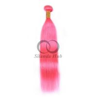 China Pink Straight Remy Human Hair Bundles Sew In Weave Brazilian 10-28 Inch 3 Bundles for sale