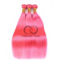 China Pink Straight Remy Human Hair Bundles Sew In Weave Brazilian 10-28 Inch 3 Bundles for sale