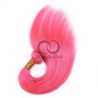 China Pink Straight Remy Human Hair Bundles Sew In Weave Brazilian 10-28 Inch 3 Bundles for sale