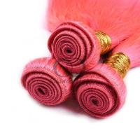 China Pink Straight Remy Human Hair Bundles Sew In Weave Brazilian 10-28 Inch 3 Bundles for sale