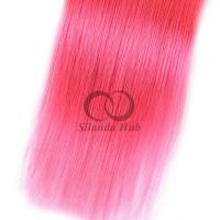 China Pink Straight Remy Human Hair Bundles Sew In Weave Brazilian 10-28 Inch 3 Bundles for sale