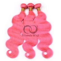 China Pink Body Wave Remy Human Hair Bundles 10-28 Inch Brazilian Sew In Weave 3 Bundles for sale
