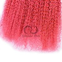 China Pink Kinky Curly Remy Human Hair Bundles 10-28 Inch Brazilian Sew In Weave 3 Bundles Per Set for sale