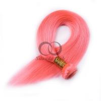 China Pink Straight Remy Human Hair Bundles 10-28 Inch Sew In Weave Brazilian Bundle Deals for sale
