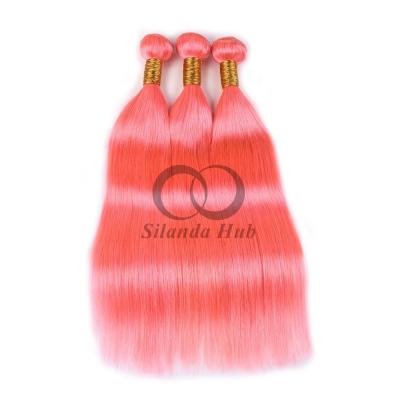 China Pink Straight Remy Human Hair Bundles 10-28 Inch Sew In Weave Brazilian Bundle Deals for sale