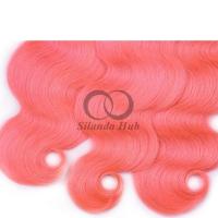 China Pink Body Wave Remy Human Hair Bundles 10-28 Inch Brazilian Sew In Weave 3 Bundles for sale