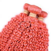 China Pink Kinky Curly Remy Human Hair Bundles 10-28 Inch Brazilian Sew In Weave 3 Bundles Per Set for sale