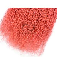 China Pink Kinky Curly Remy Human Hair Bundles 10-28 Inch Brazilian Sew In Weave 3 Bundles Per Set for sale