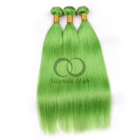 China Green Straight Remy Human Hair Bundles 10-28 Inch Brazilian Sew In Weave 3 Bundles for sale