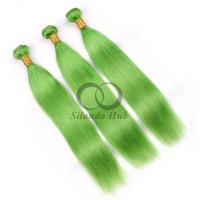 China Green Straight Remy Human Hair Bundles 10-28 Inch Brazilian Sew In Weave 3 Bundles for sale