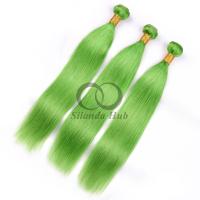 China Green Straight Remy Human Hair Bundles 10-28 Inch Brazilian Sew In Weave 3 Bundles for sale