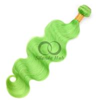 China Green Body Wave Remy Human Hair Bundles 3 Bundles Per Set 10-28 Inch Sew In Weave Brazilian for sale