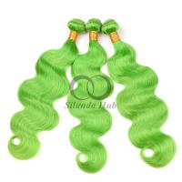 China Green Body Wave Remy Human Hair Bundles 3 Bundles Per Set 10-28 Inch Sew In Weave Brazilian for sale