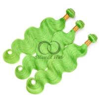 China Green Body Wave Remy Human Hair Bundles 3 Bundles Per Set 10-28 Inch Sew In Weave Brazilian for sale