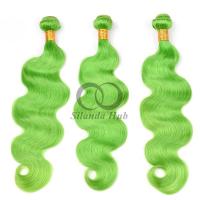 China Green Body Wave Remy Human Hair Bundles 3 Bundles Per Set 10-28 Inch Sew In Weave Brazilian for sale