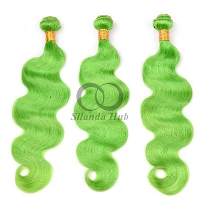 China Green Body Wave Remy Human Hair Bundles 3 Bundles Per Set 10-28 Inch Sew In Weave Brazilian for sale
