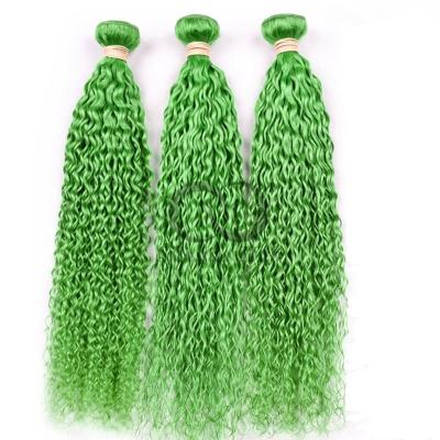 China Green Kinky Curly Remy Human Hair Bundles 10-28 Inch Brazilian Sew In Weave 3 Bundles for sale